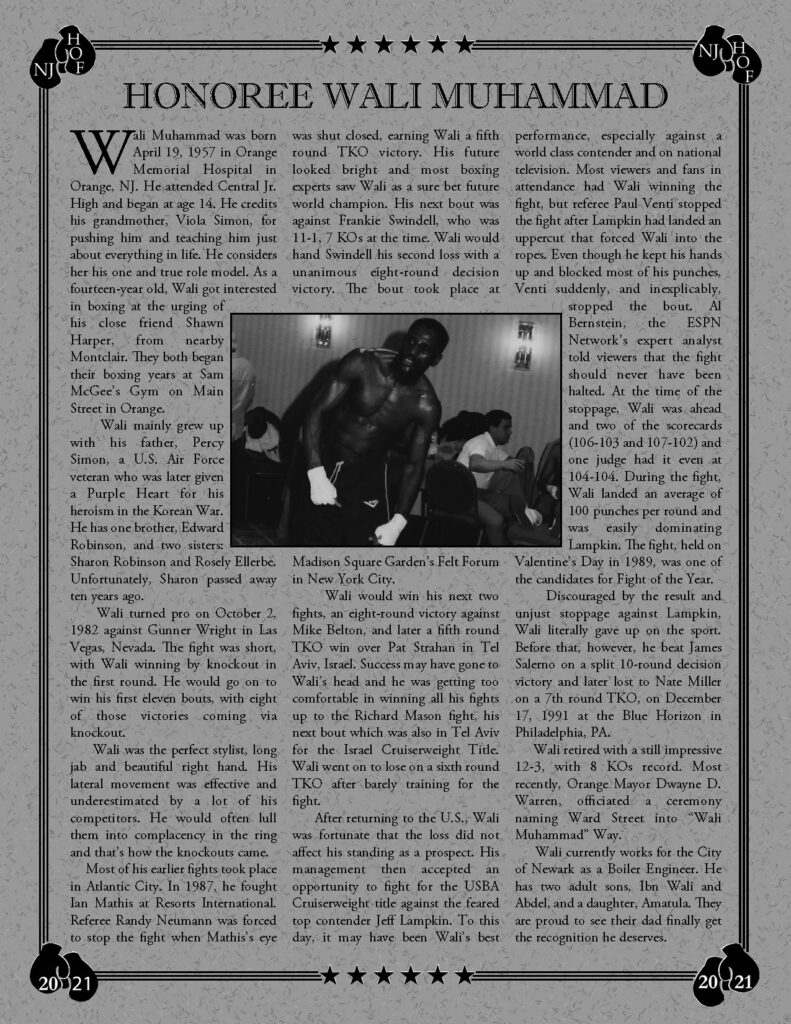 WALI MUHAMMAD – New Jersey Boxing Hall of Fame